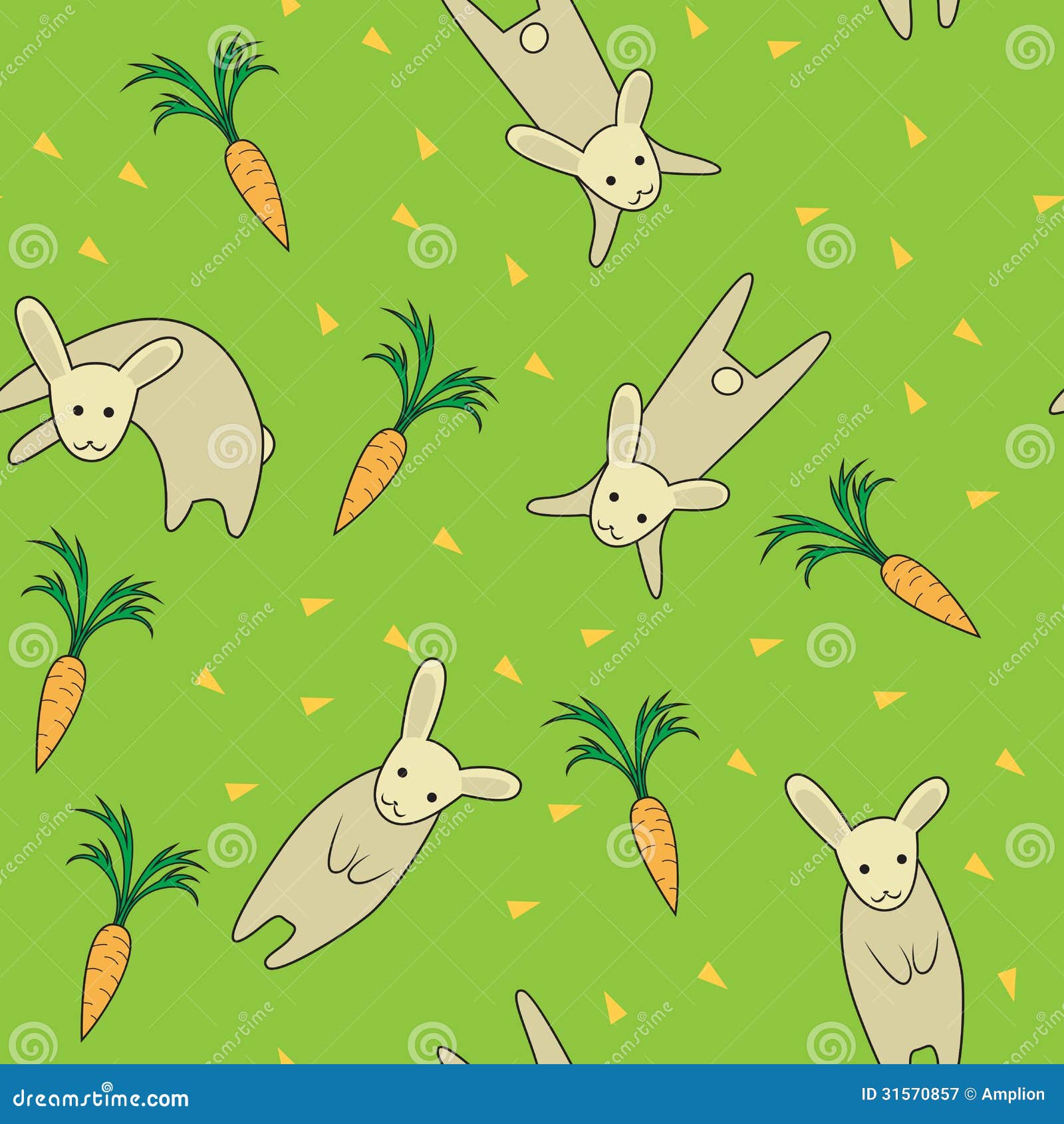 Rabbit Seamless Pattern Green Color Stock Vector - Illustration of baby ...