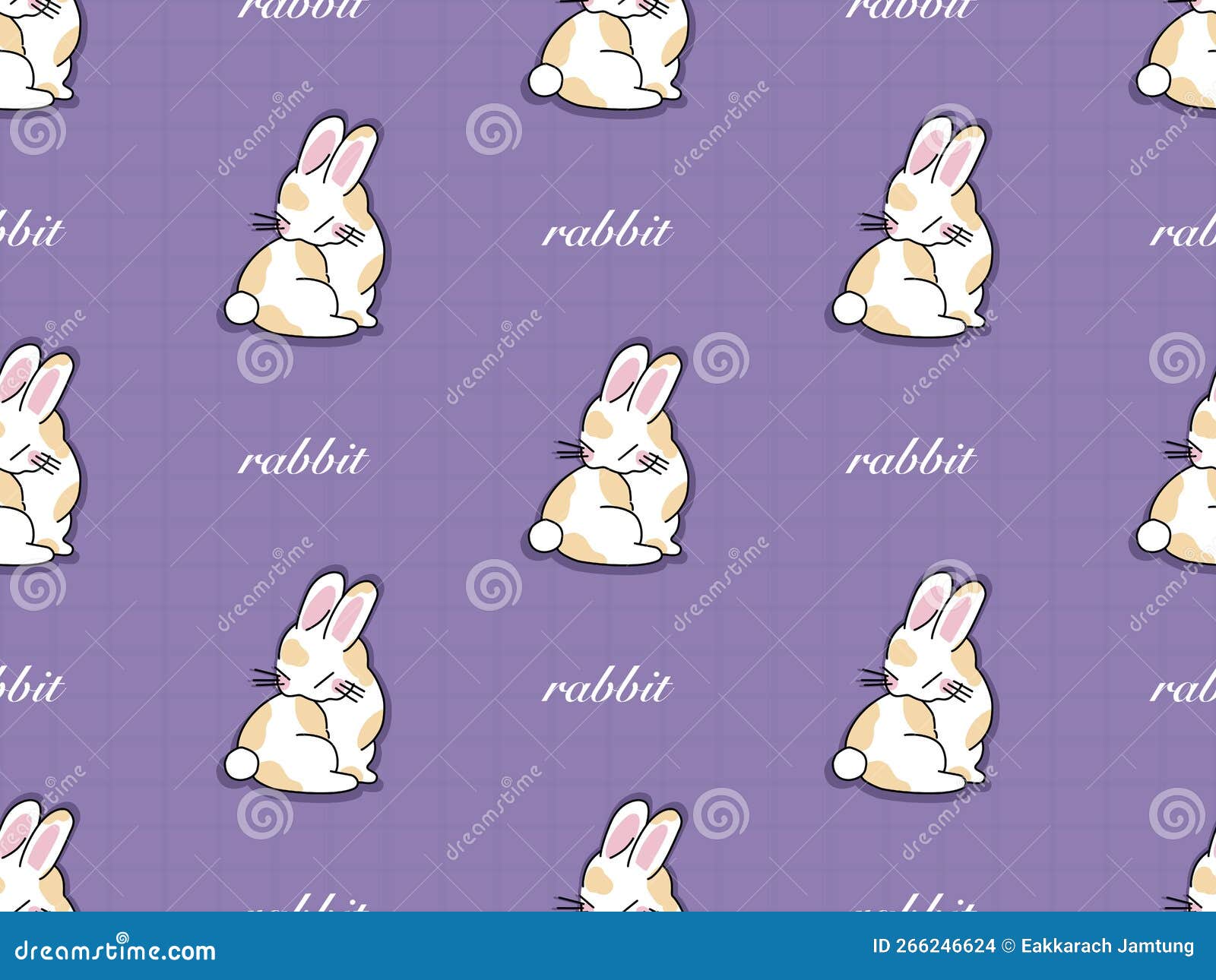 Rabbit Seamless Pattern on Purple Background Stock Illustration ...