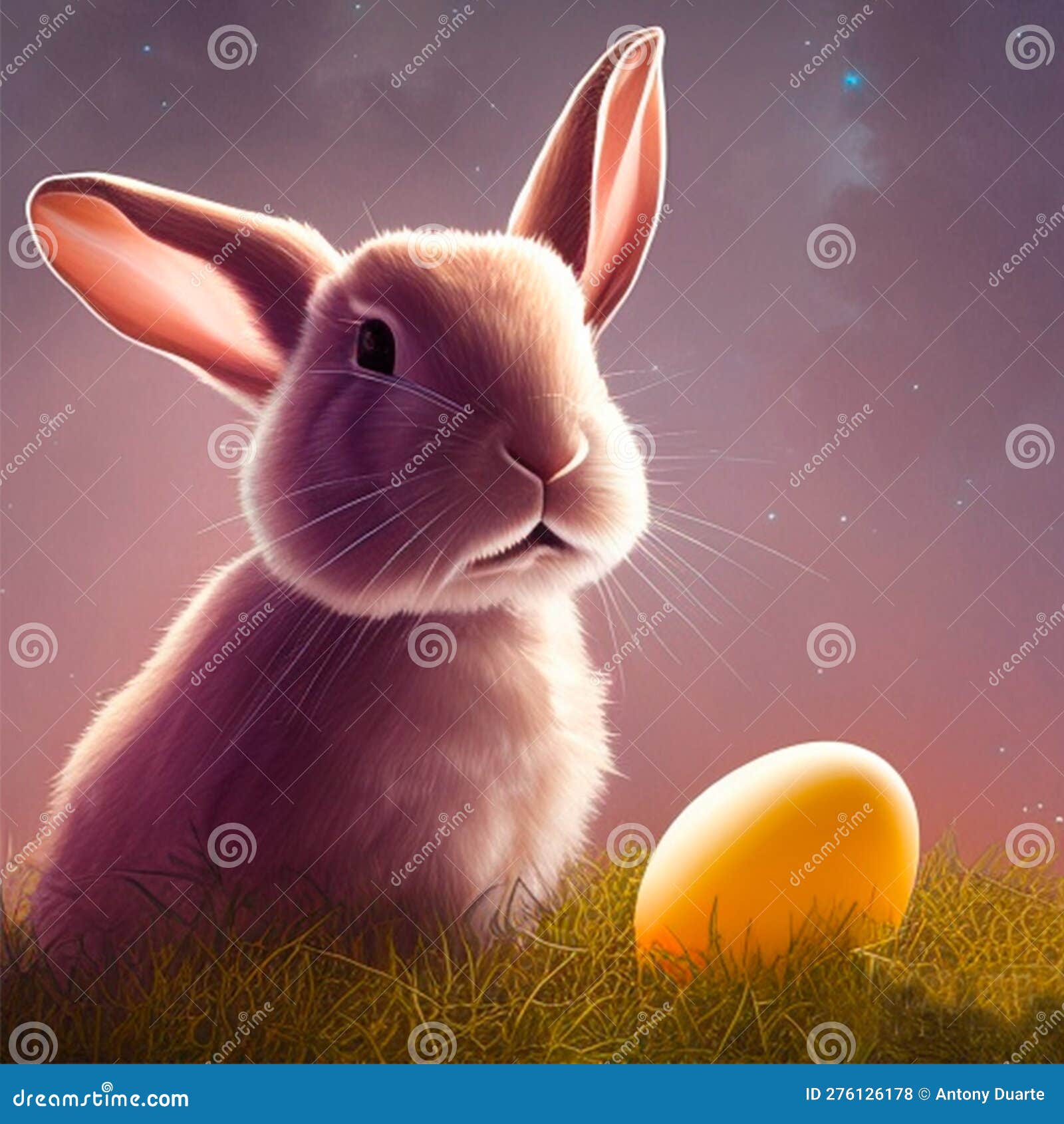 Rabbit with his easter egg stock photo. Image of animal - 276126178