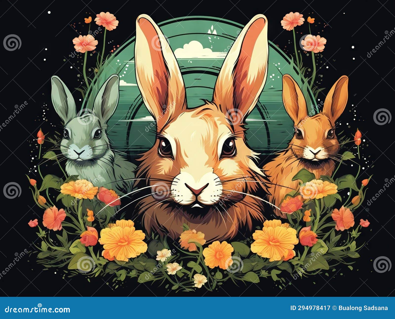 Rabbit set stock illustration. Illustration of design - 294978417