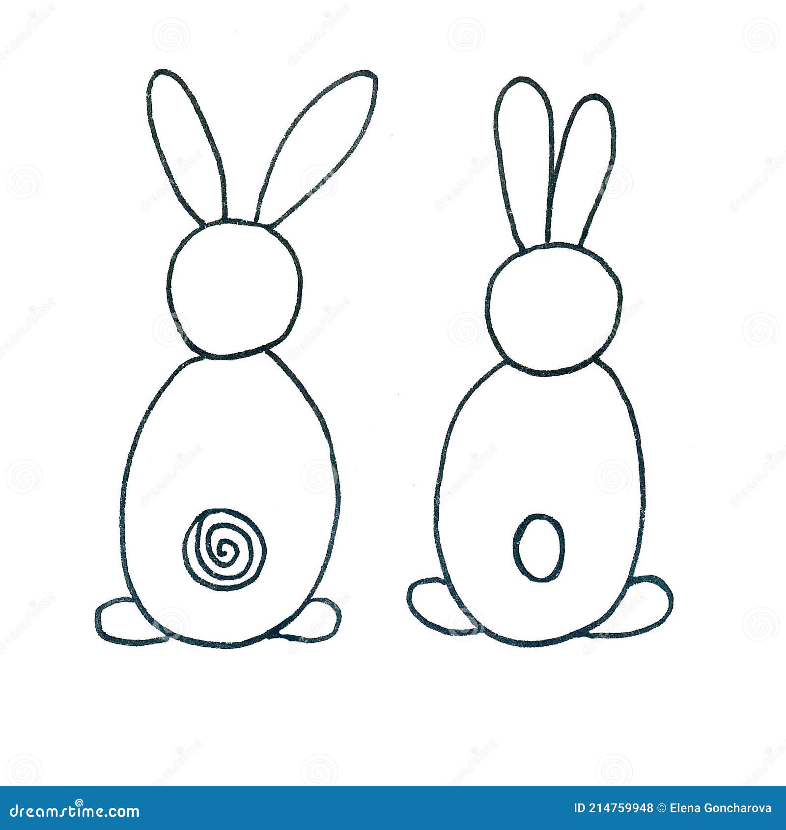 Rabbit Set, Isolated on White Background Stock Illustration ...
