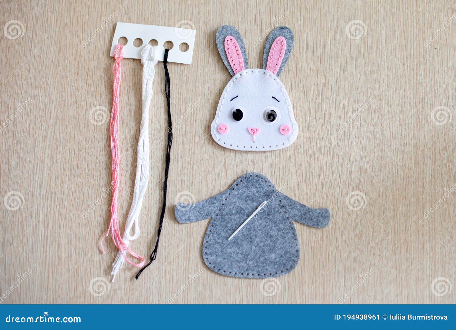 Rabbit Sewing Kit Made of Felt: Needle, Thread and Felt. Stock Image ...