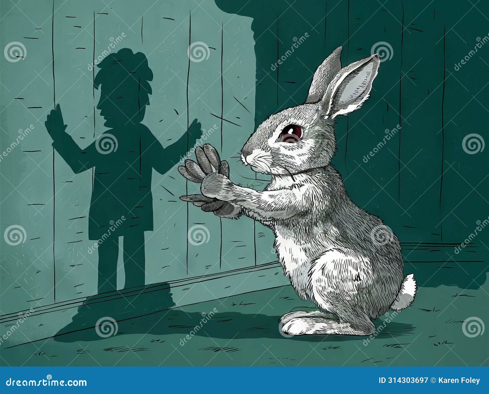 Rabbit shadow puppet stock illustration. Illustration of cartoon ...