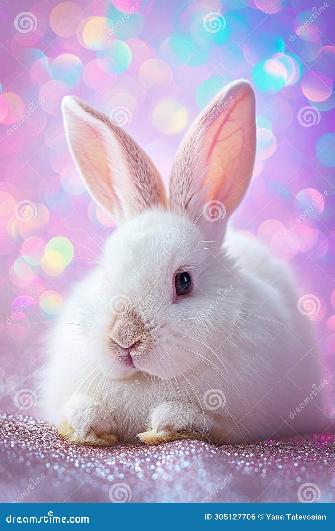 Rabbit on a Shiny Background with Bokeh. Selective Focus Stock Photo ...