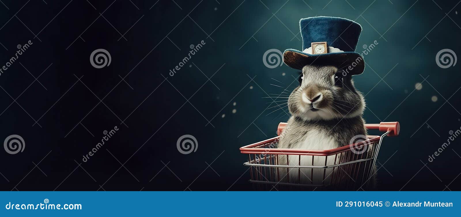 Rabbit in Shopping Trolley, November Black Friday, Panoramic Layout ...