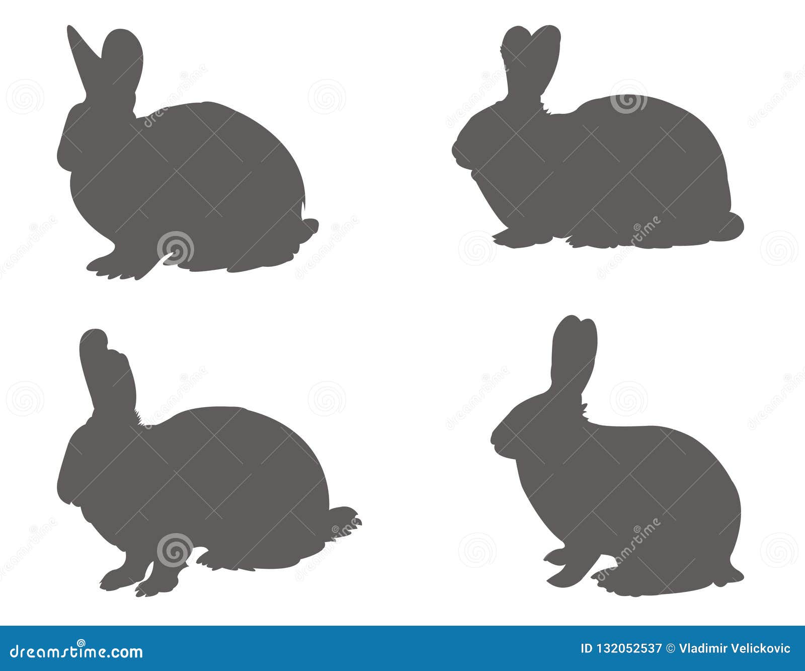 Rabbit Silhouette - Farm and Wildlife Small Mammal Stock Vector ...