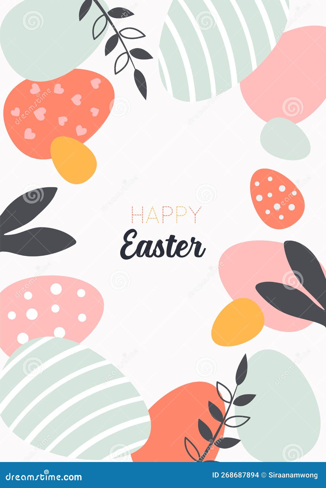 Happy Ester. Lettering On Hand Drawn Background. Vector Illustration ...