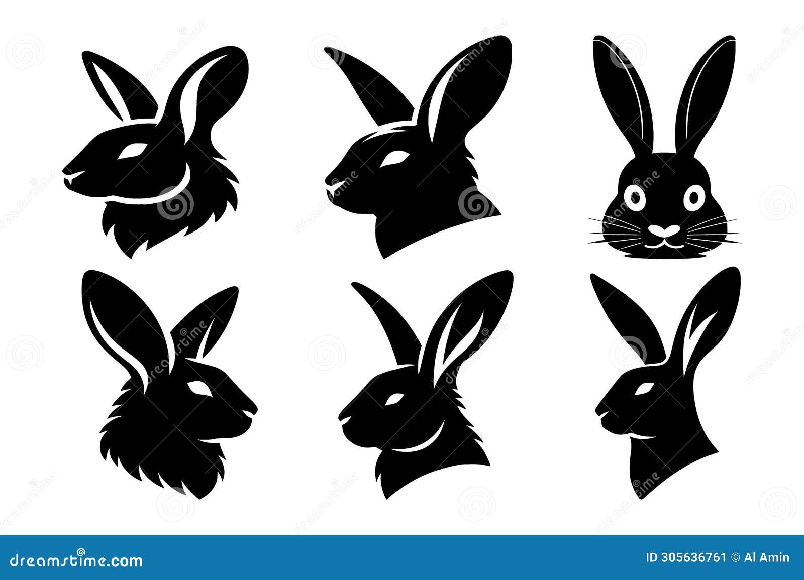 Minimalist Silhouette Vector Design of a Rabbit Icon Stock Illustration ...