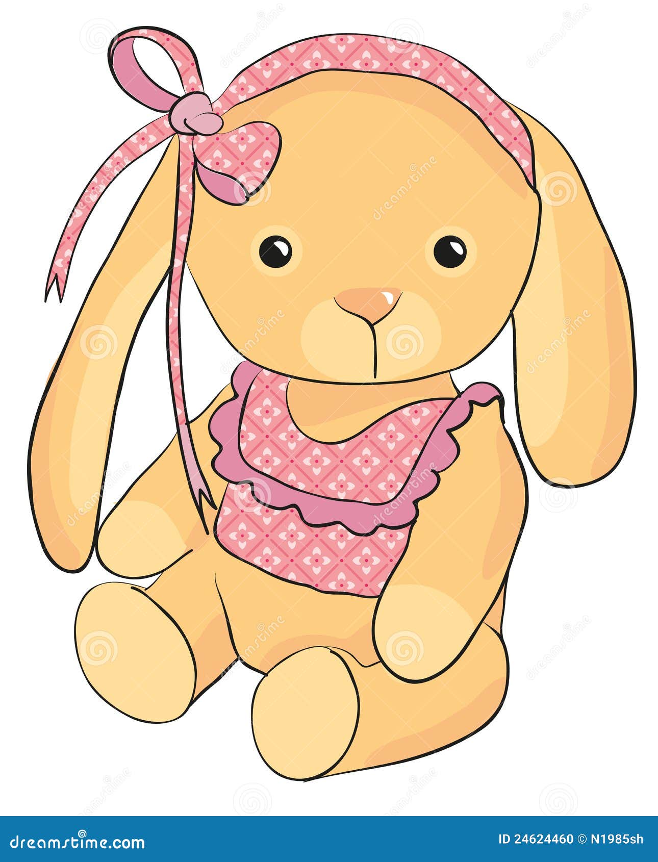 Rabbit sits with a bow stock vector. Illustration of play - 24624460