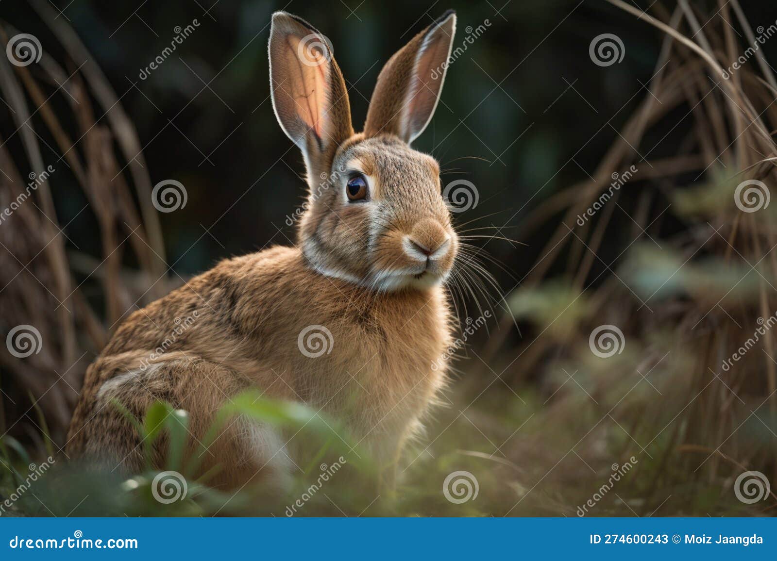 Rabbit Sitting in a Field of Tall Grass Stock Illustration ...
