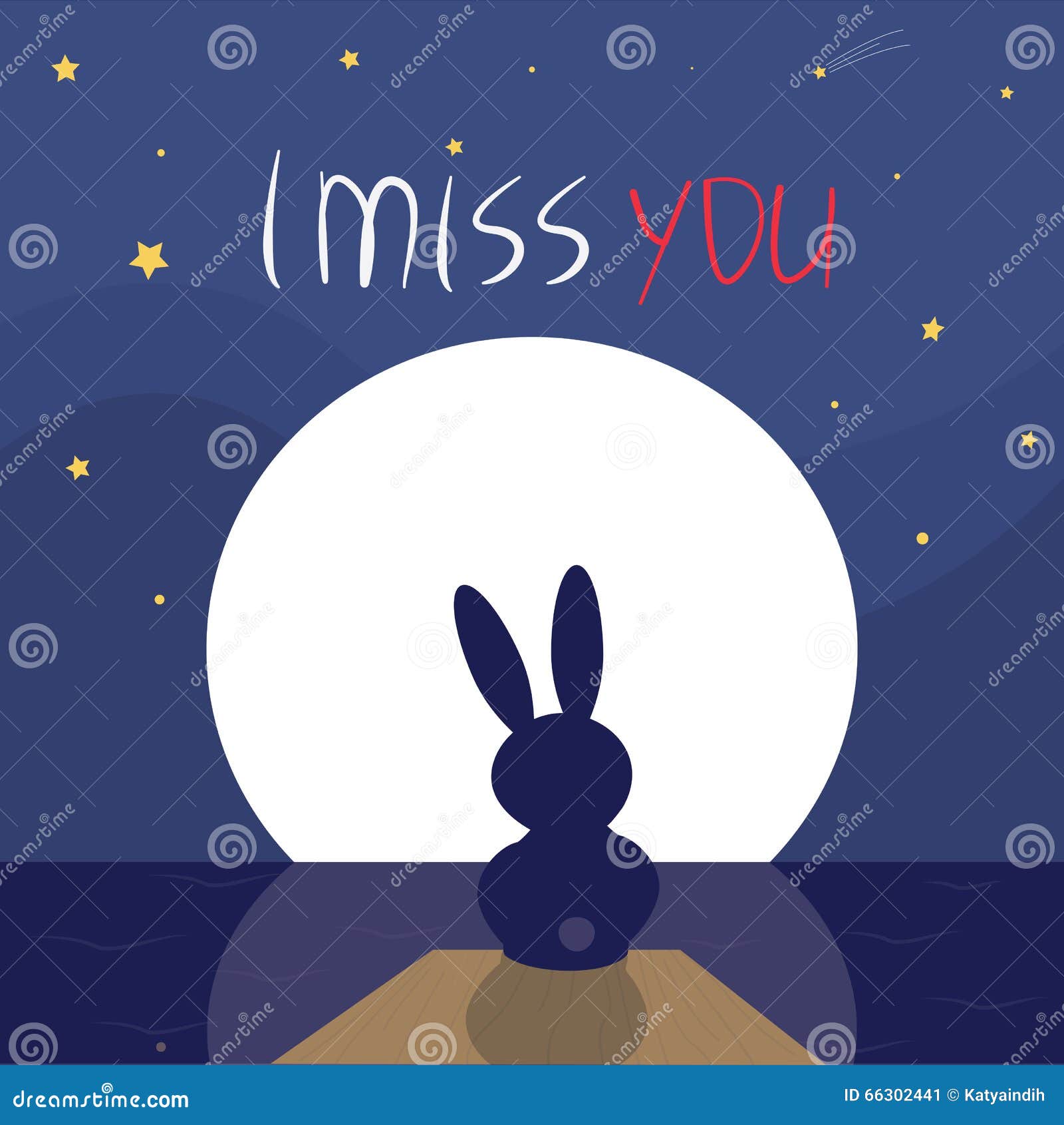 Rabbit Sitting Lonely in the Moonlight. Stock Vector - Illustration of ...