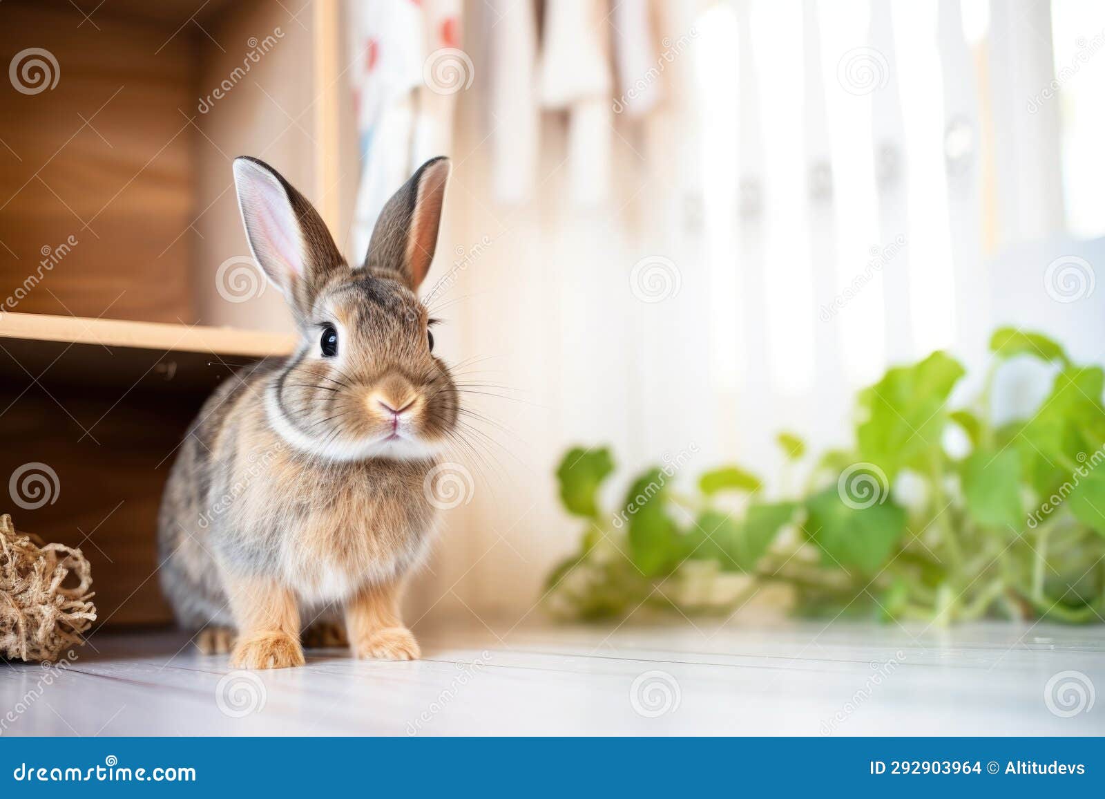 A Rabbit Sitting in a Newly Adopted Home Environment Stock Photo ...