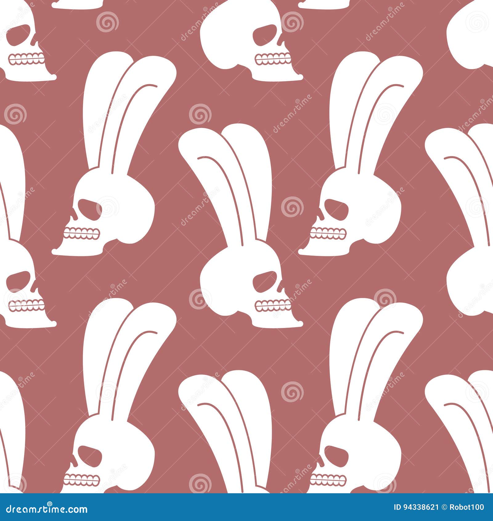 Rabbit Skull Pattern. White Bunny with Skeleton Head with Ears B Stock ...