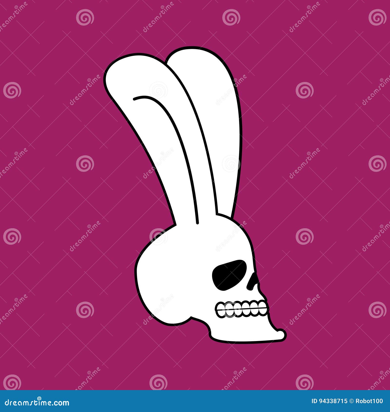 Rabbit Skull. White Bunny with Skeleton Head with Ears Stock Vector ...