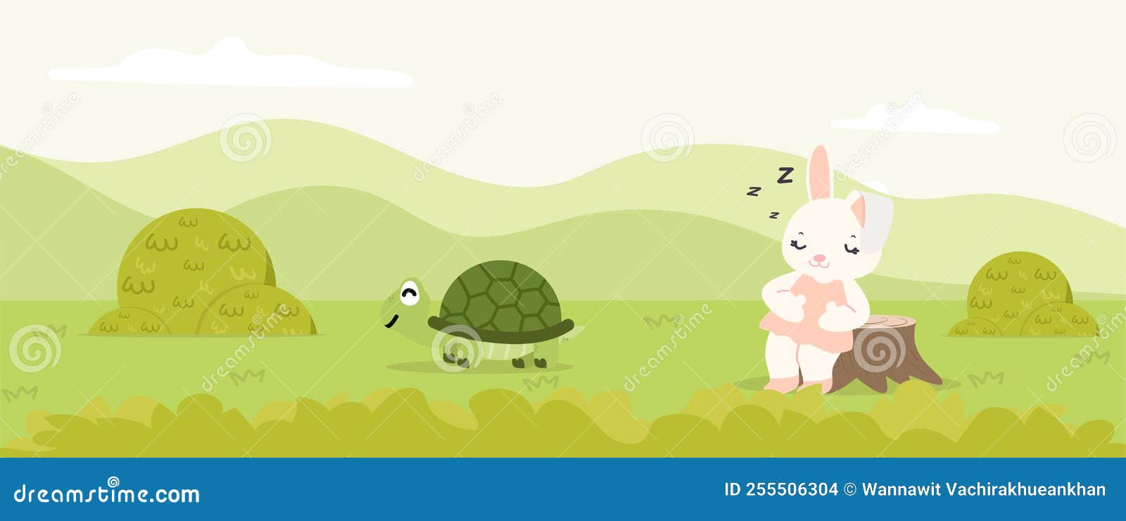 Rabbit is Sleeping Under the Tree WithTurtle is Running To Finish Stock ... Rabbit is Sleeping Under the Tree WithTurtle is Running To Finish Stock ...