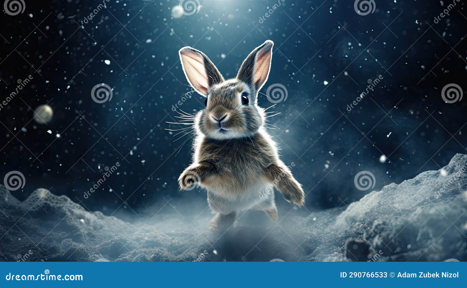 A rabbit in the snow stock illustration. Illustration of snow - 290766533