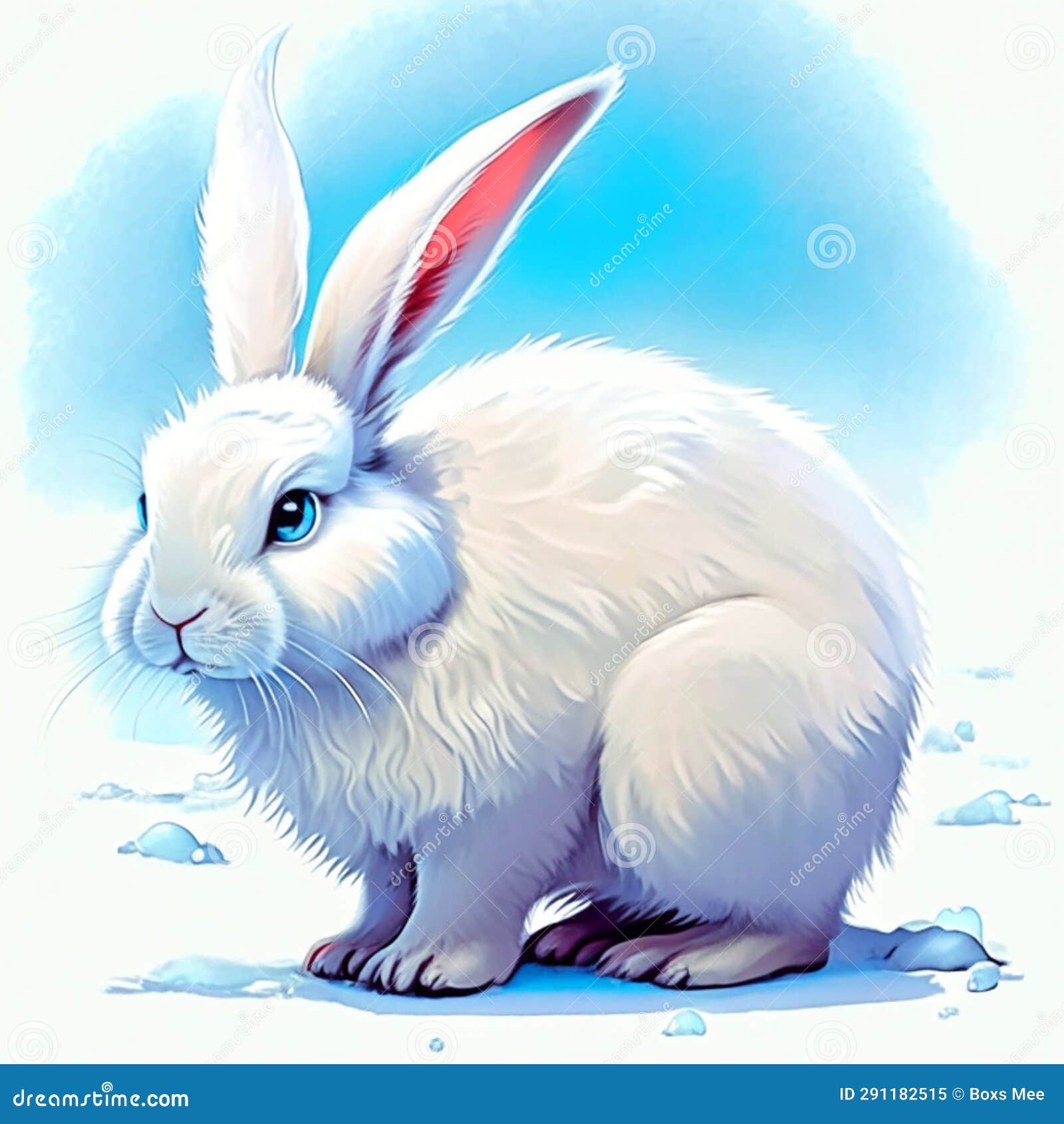 Rabbit in the Snow. Vector Illustration of a White Rabbit Stock ...