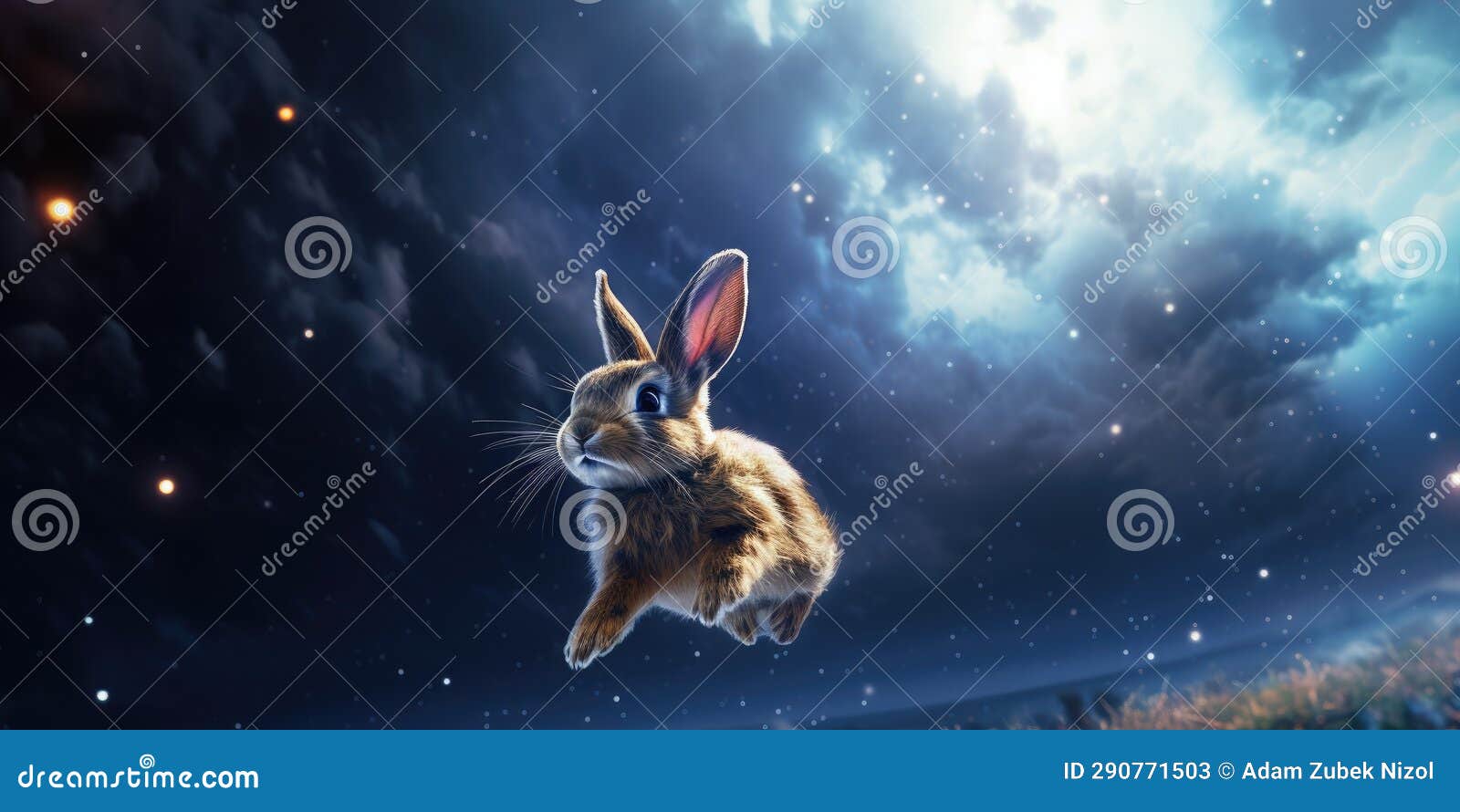 A rabbit in space stock illustration. Illustration of creature - 290771503