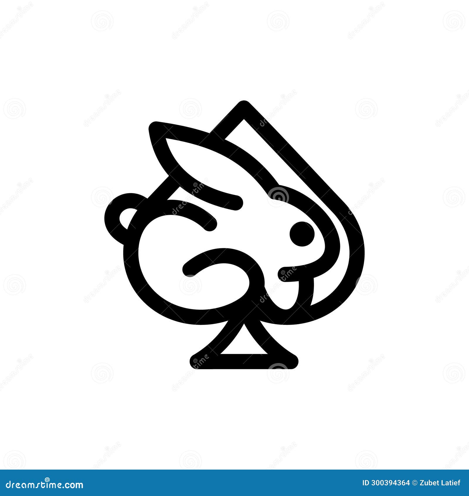 Rabbit Spade Line Simple Design Template, Bunny Vector Logo Template ...