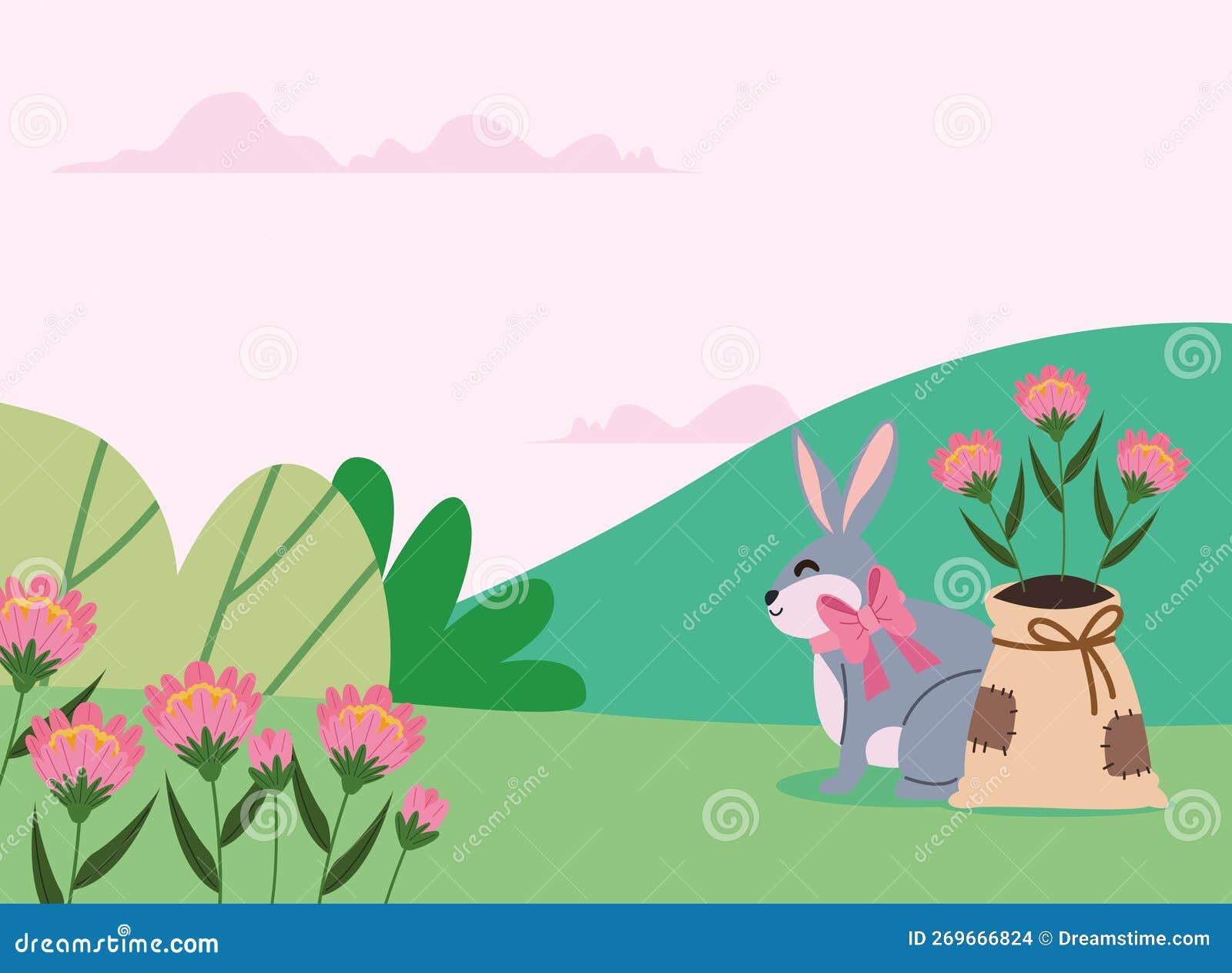 Rabbit in spring garden stock illustration. Illustration of flowers ...