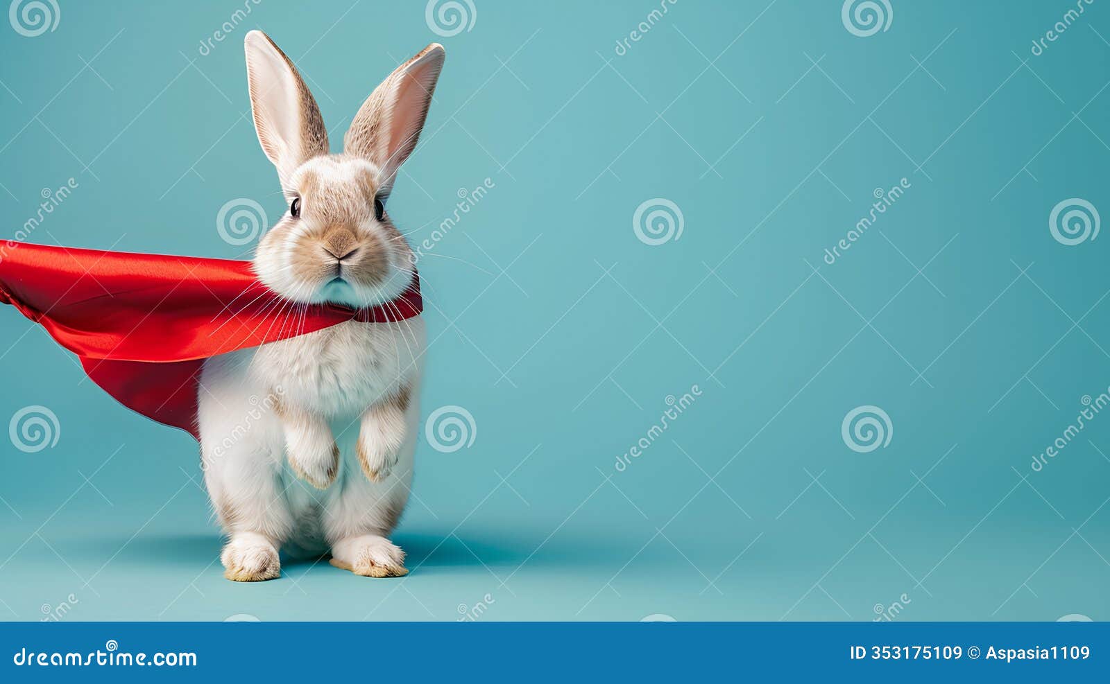 Rabbit is Standing in Front of a Blue Background with a Red Cape on Its ...