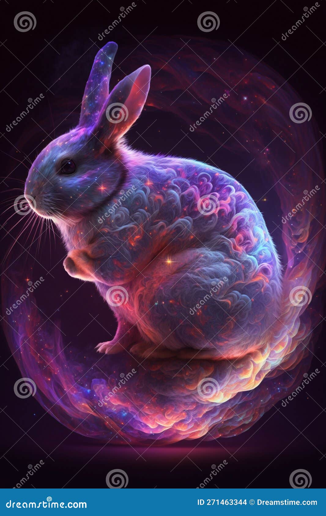 Cute Bunny from Star Nebulae with Smoke Stock Illustration ...