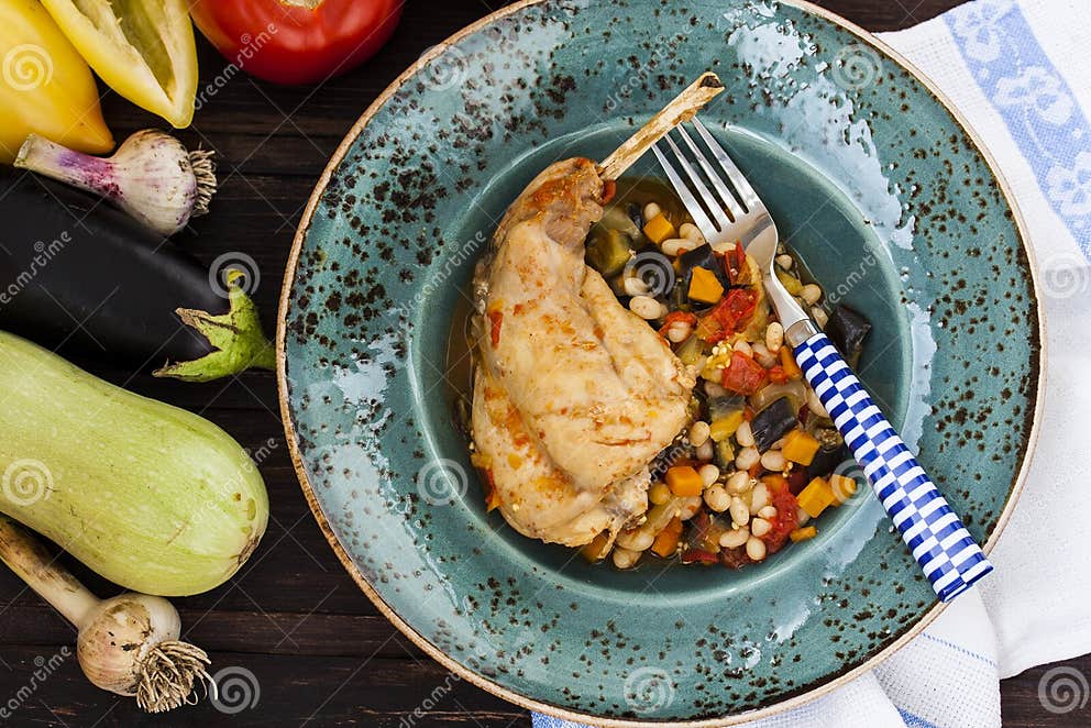 Rabbit Stew with Beans and Vegetables Stock Image - Image of beans ...