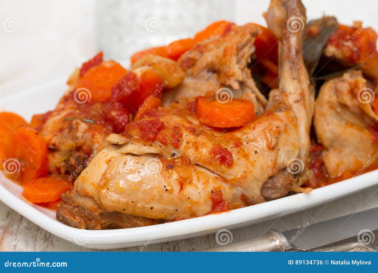 Rabbit Stew with Carrot and Tomato on Dish Stock Photo - Image of ...