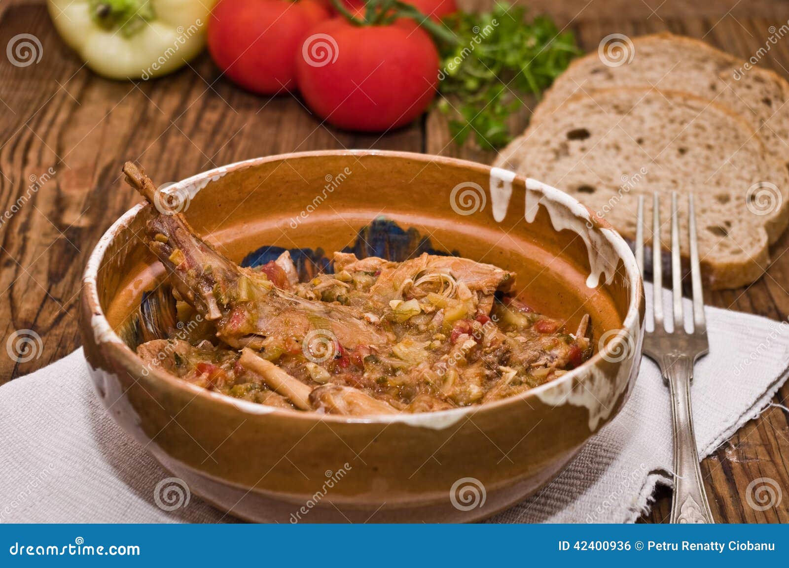 Rabbit stew stock photo. Image of fork, green, capsicum - 42400936