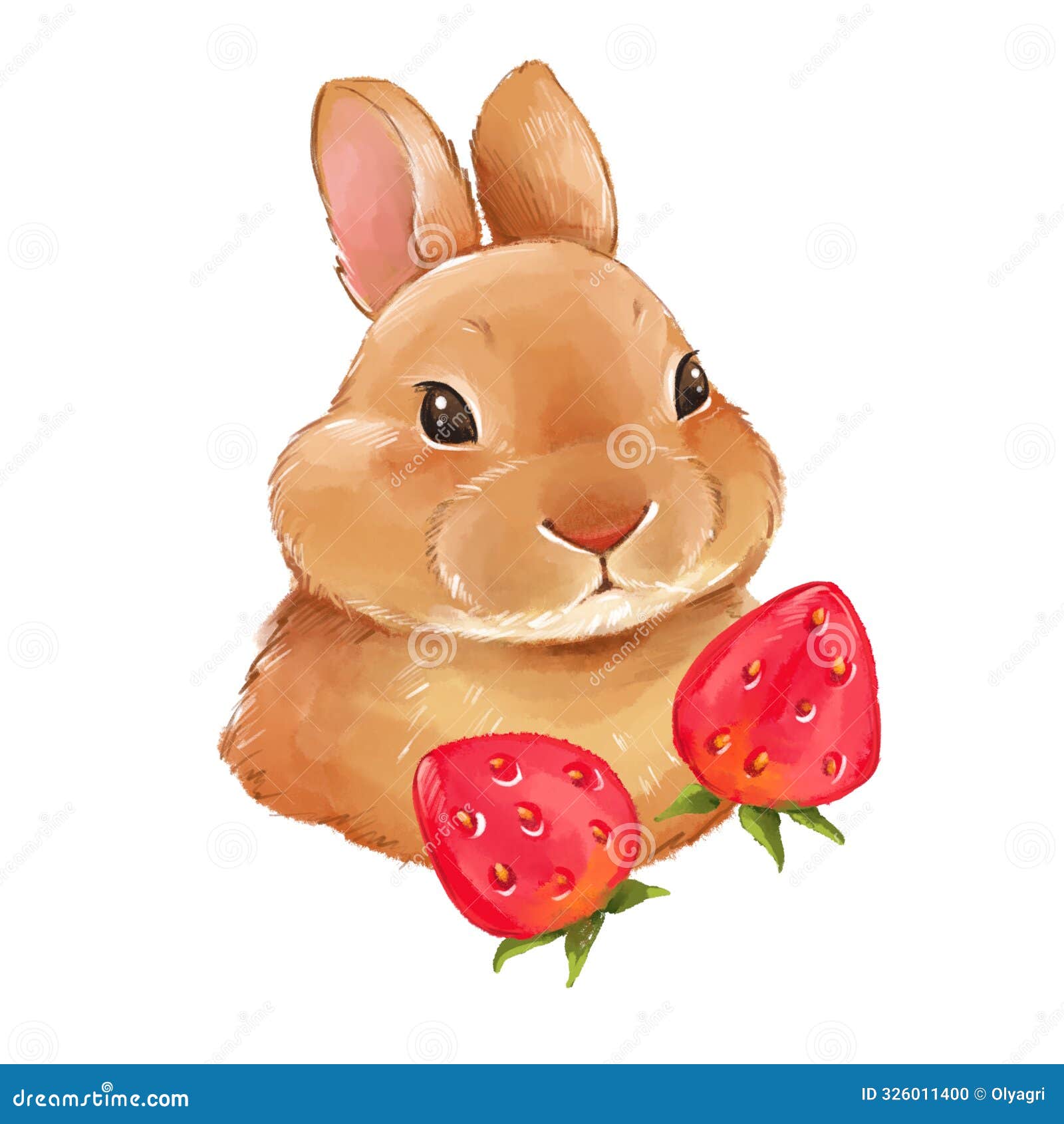 Rabbit and Strawberry. Cute Illustration with Bunny Stock Photo - Image ...