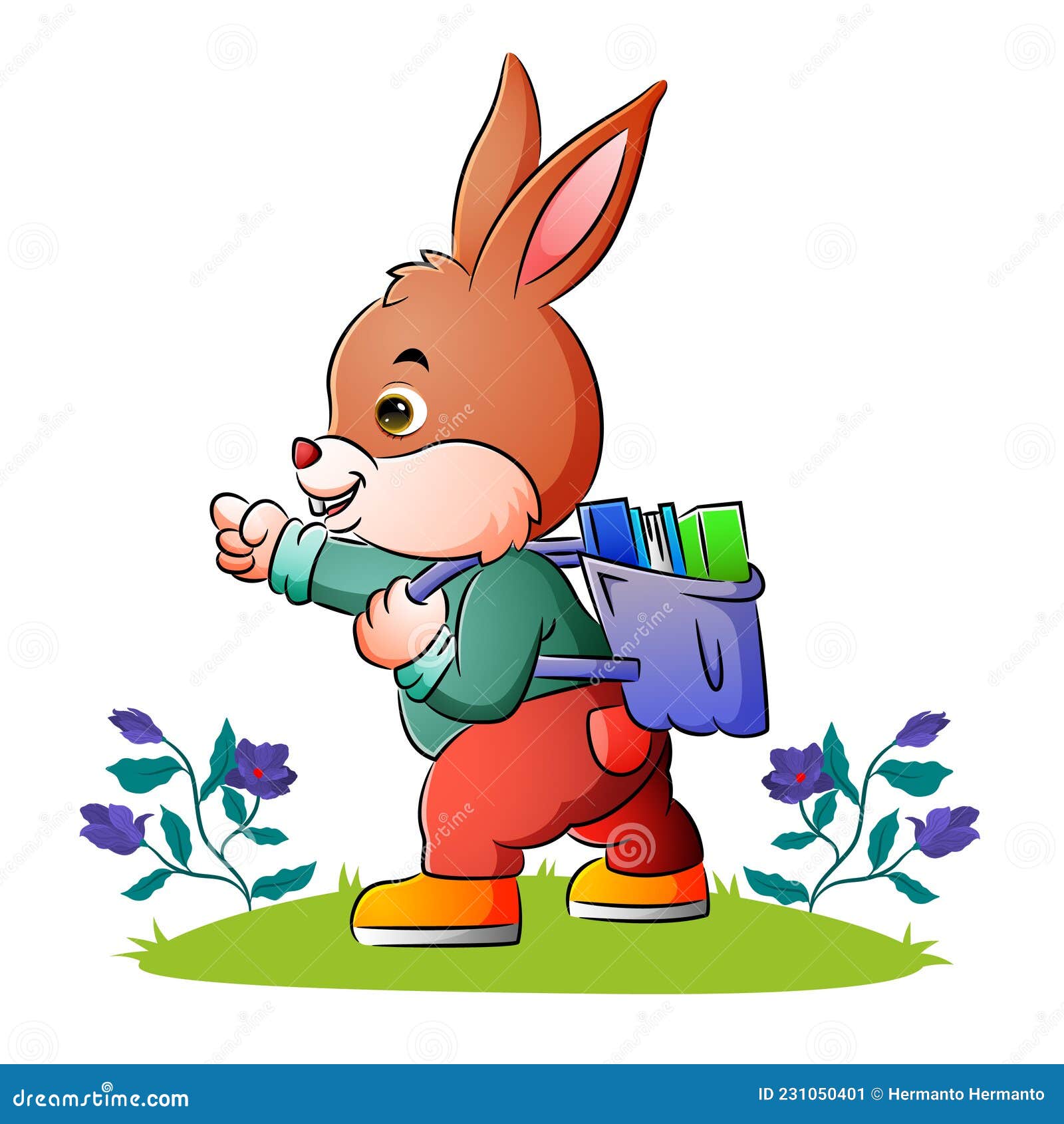 The Rabbit Student is Gesturing Something Stock Vector - Illustration ...