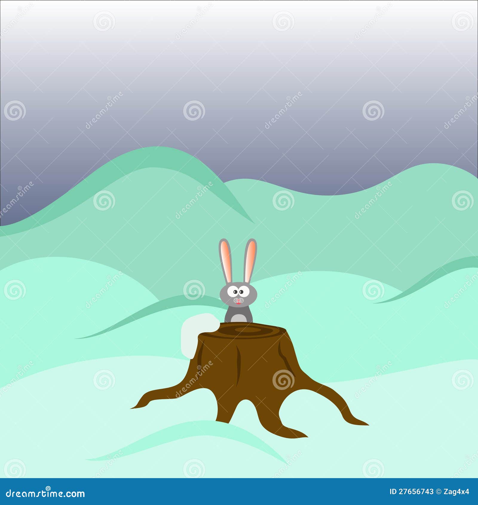 Rabbit and stump stock illustration. Illustration of contour - 27656743