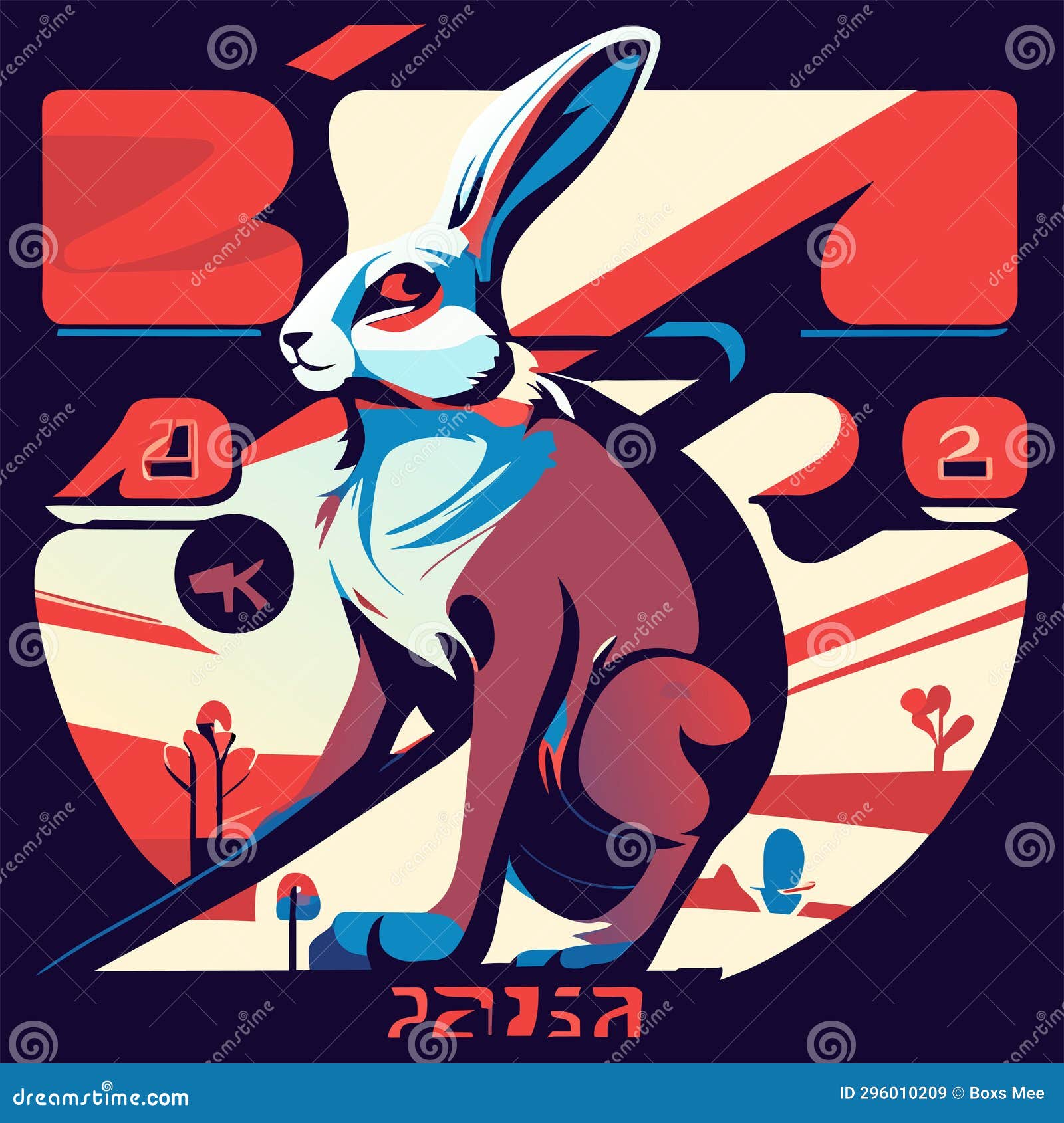 Rabbit in the Style of the 80s. Vector Illustration Stock Vector ...