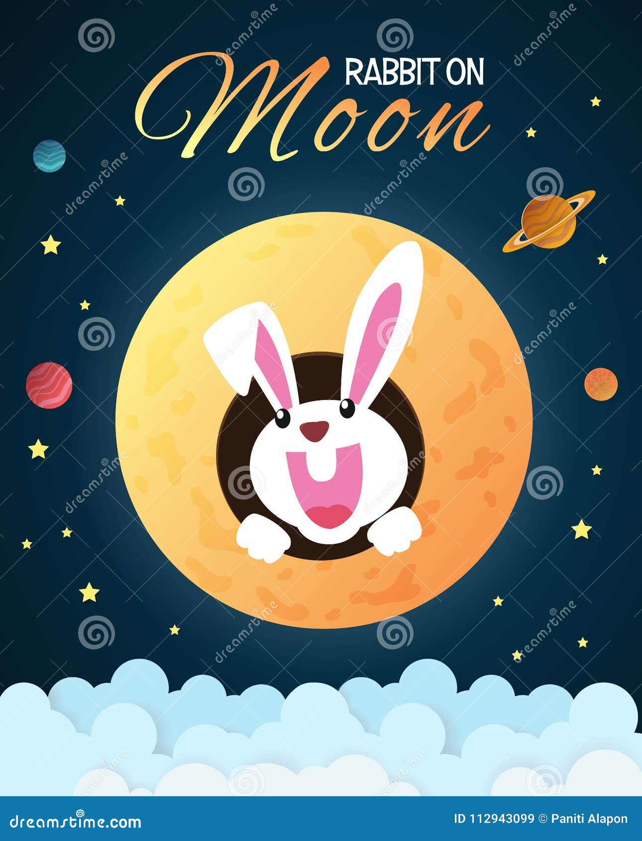 Rabbit on the Surface of the Full Moon. Stock Vector - Illustration of ...