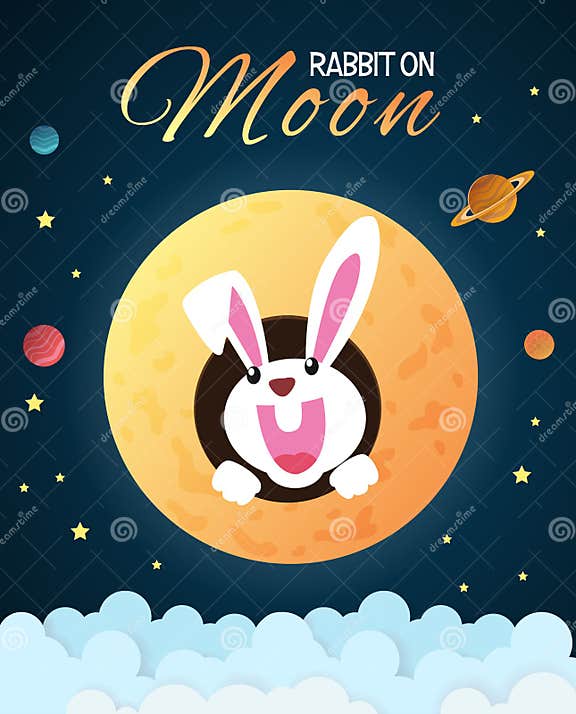 Rabbit on the Surface of the Full Moon. Stock Vector - Illustration of ...