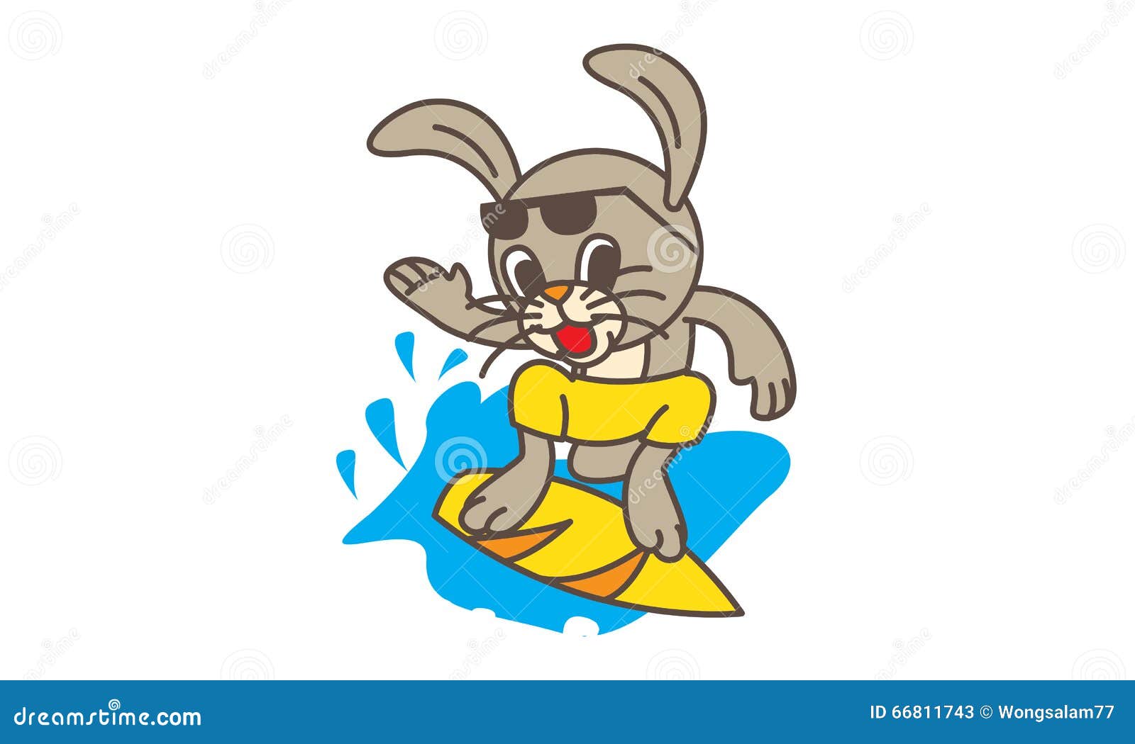 Rabbit Surfing stock vector. Illustration of child, cute - 66811743