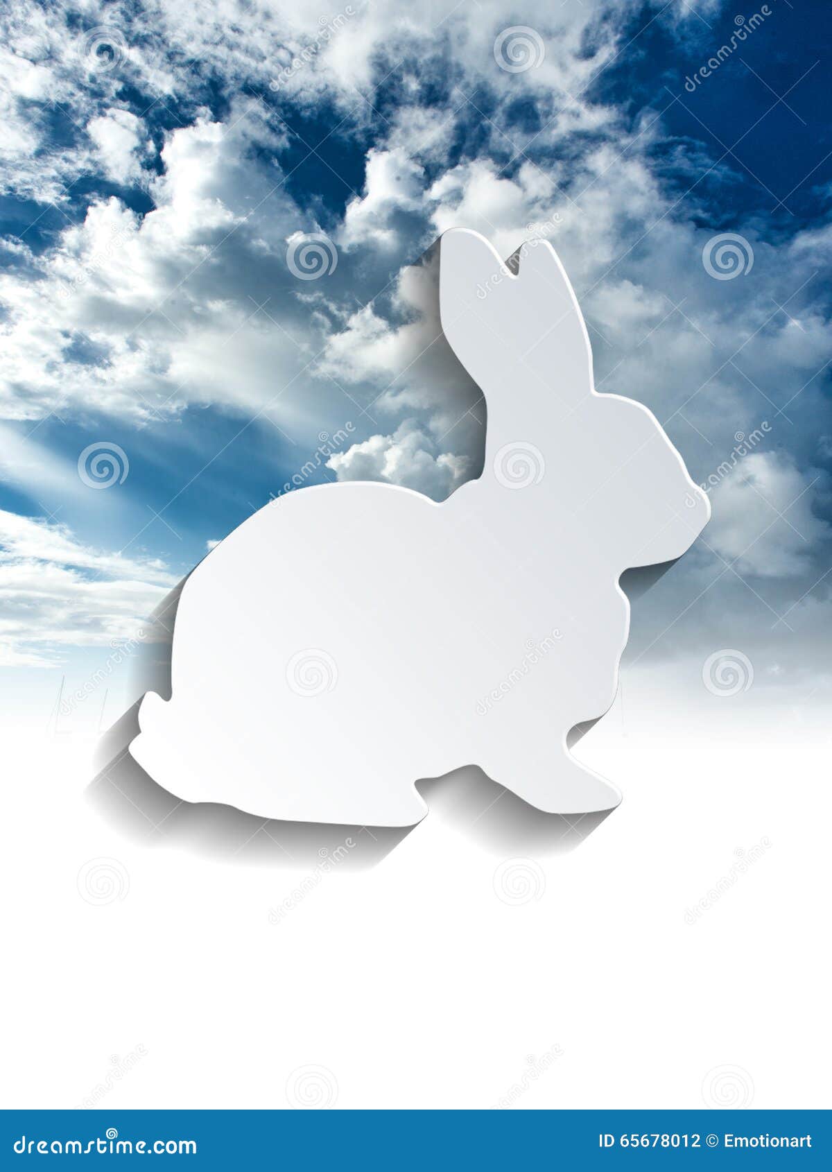 Rabbit Symbol Above Sky and Clouds Stock Illustration - Illustration of ...