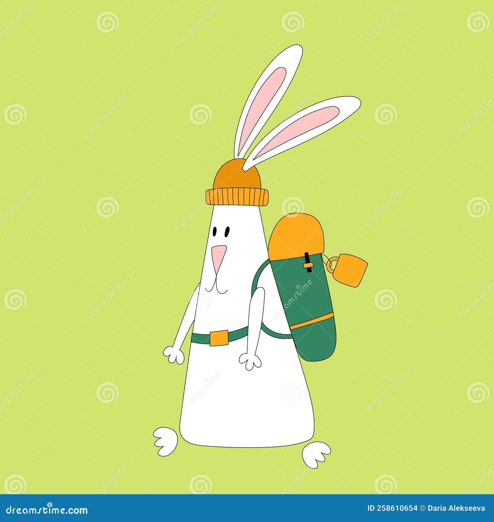 Rabbit Symbol of 2023. Rabbit with Backpack. Hiking, Campaign Stock ...