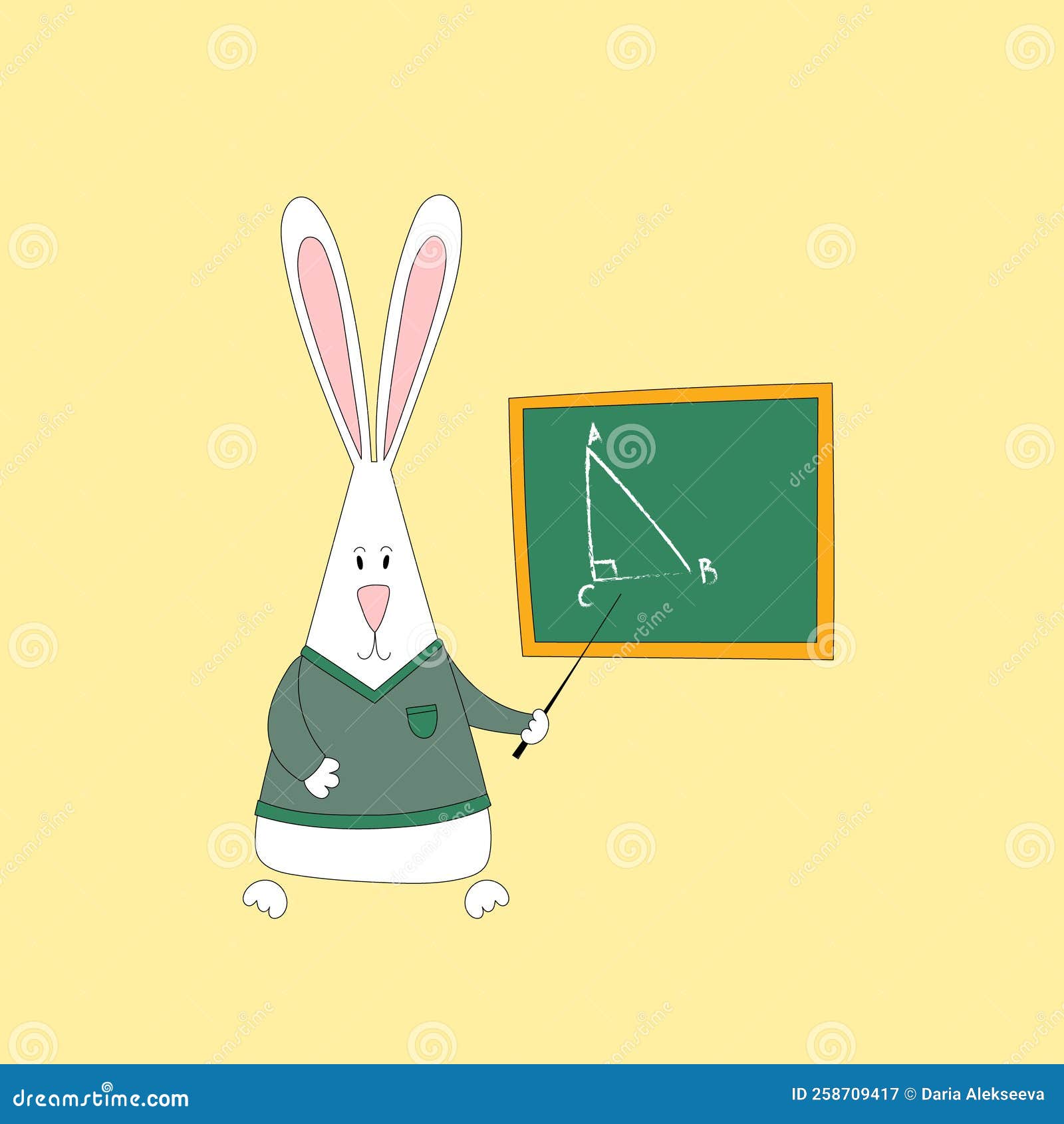 Rabbit Symbol of 2023. Teacher of Maths Stock Vector - Illustration of ...