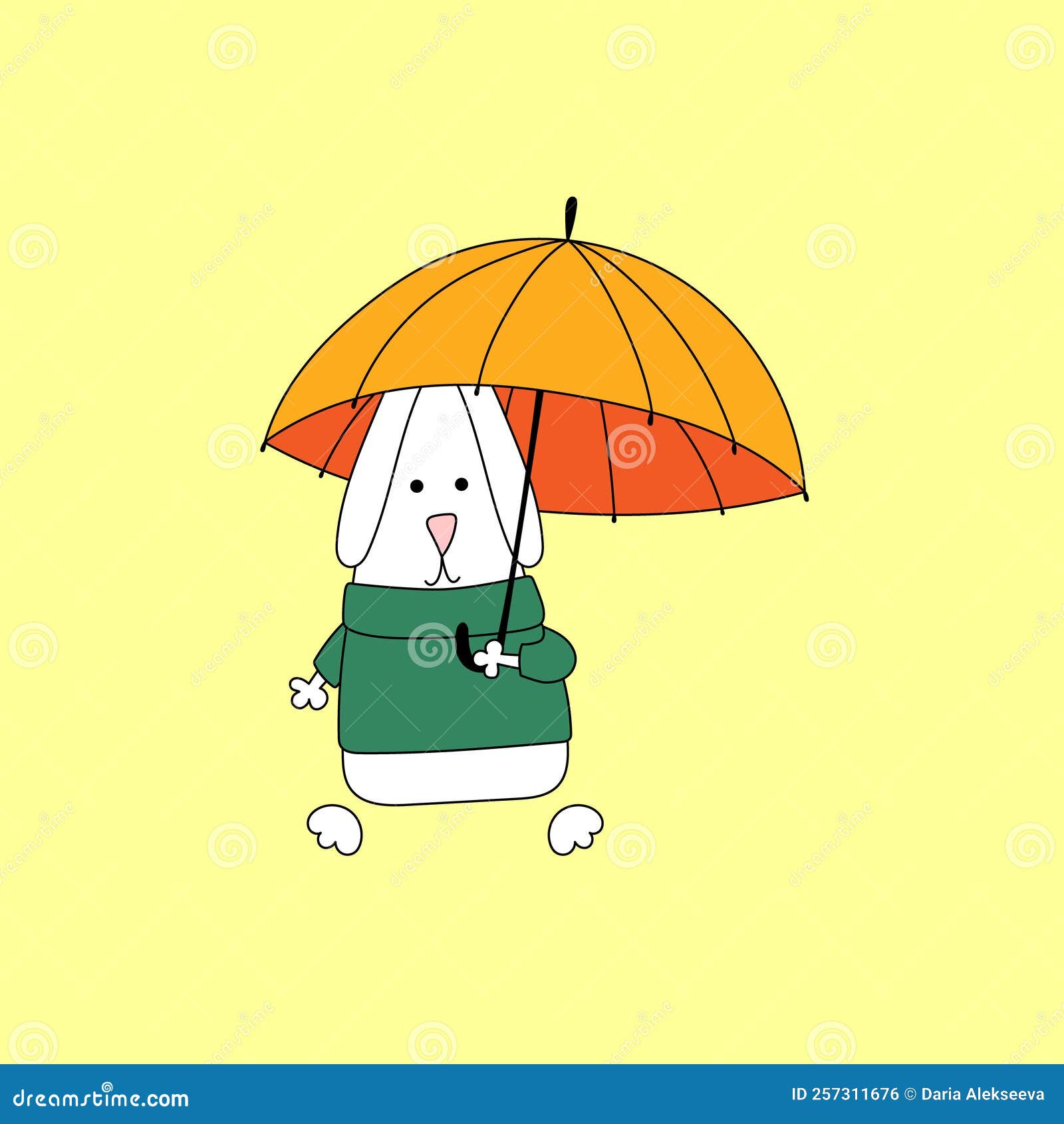 Rabbit Symbol of 2023. Rabbit with Umbrella. Calendar Template Stock ...