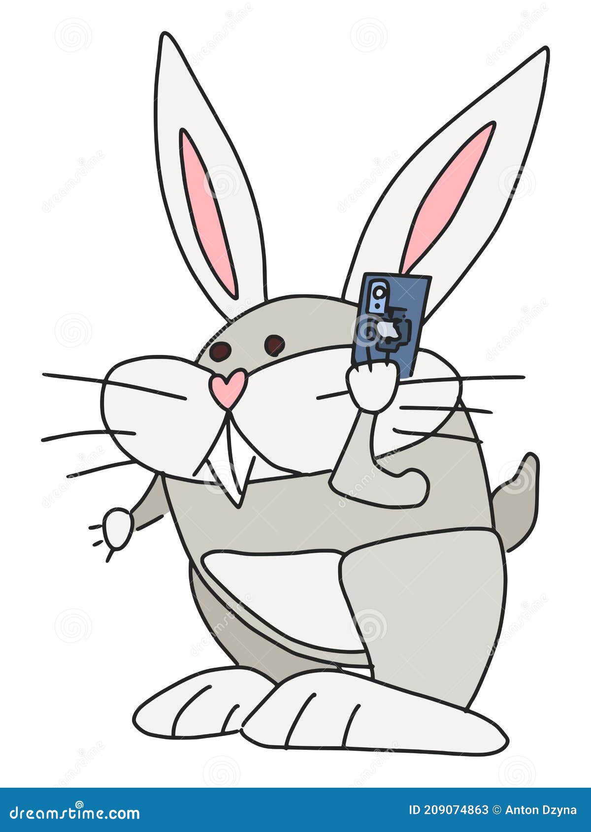 Rabbit Talking on the Phone. Vector Doodle Sketch New Stock Vector ...