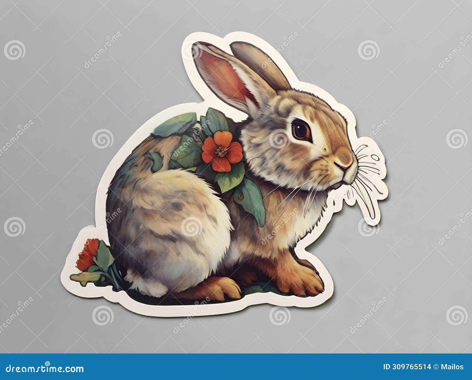 Rabbit-Themed Sticker Perfect for Decor Stock Photo - Image of furry ...
