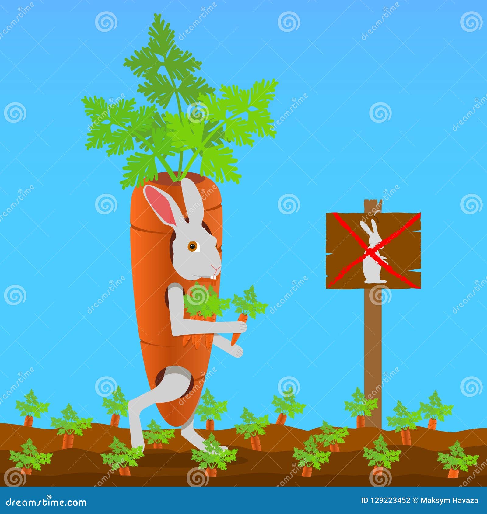 Rabbit thief dressed as a stock vector. Illustration of funny - 129223452