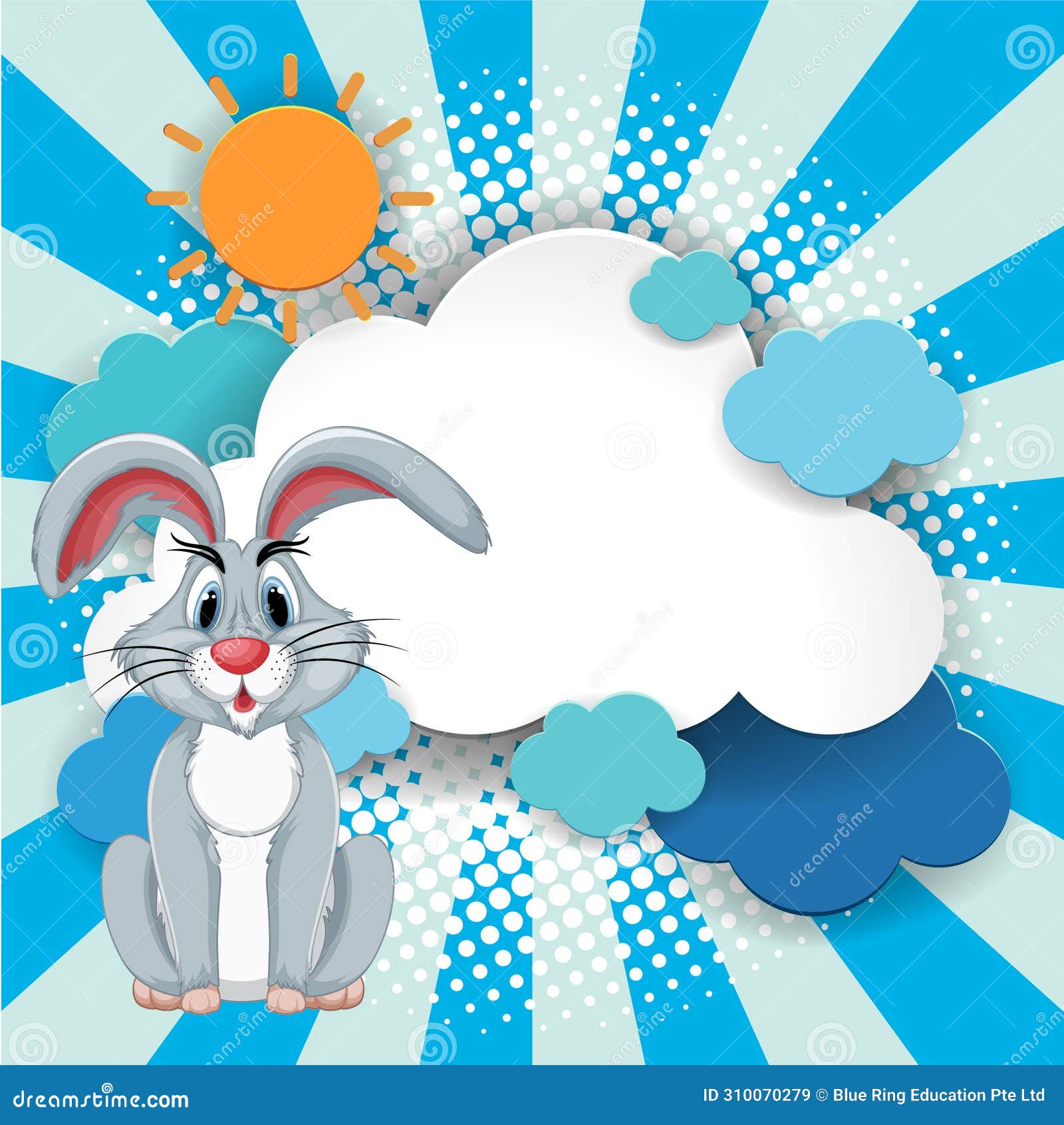 Rabbit with a Thought Cloud and Sun Stock Vector - Illustration of ...