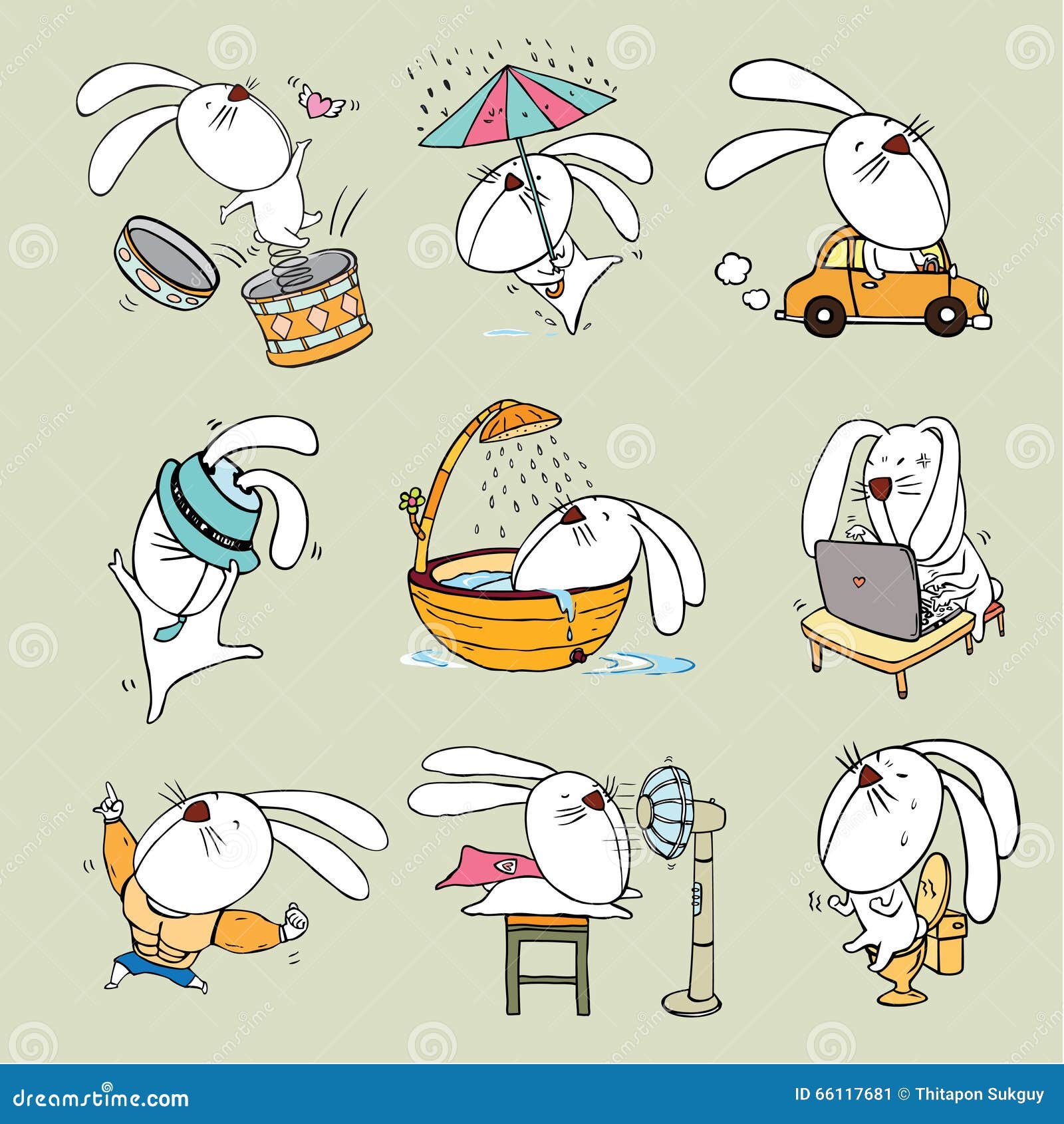 Rabbit toon stock vector. Illustration of exercise, working - 66117681