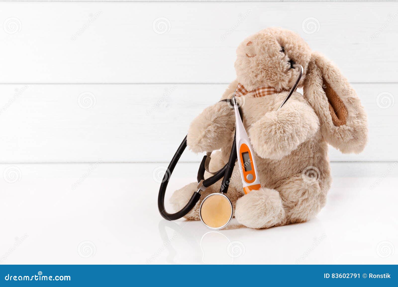 Rabbit Toy Doctor with Stethoscope and Thermometer Stock Image - Image ...