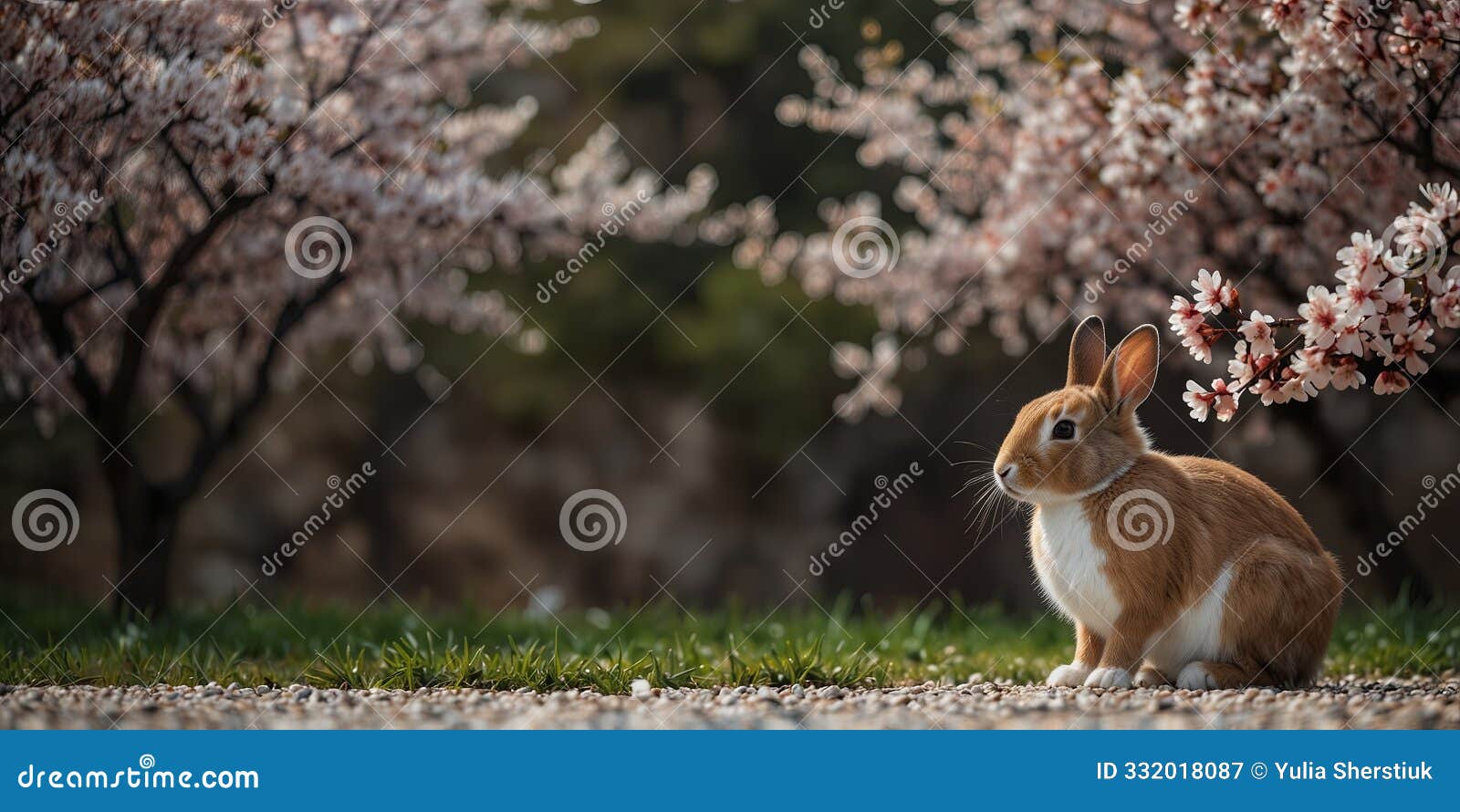 Rabbit in Traditional Japanese Attire among Cherry Blossoms. Stock ...