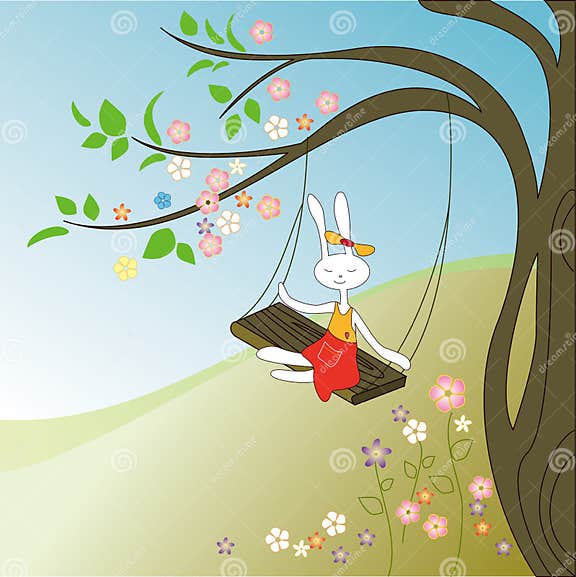 Rabbit and tree stock vector. Illustration of waves, rabbit - 19087001