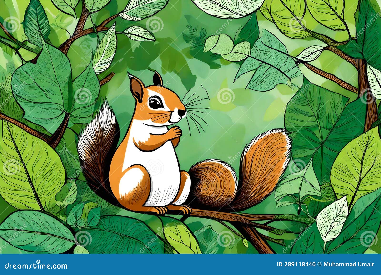 RABBIT on TREE GENERATED by AI TOOL Stock Illustration - Illustration ...