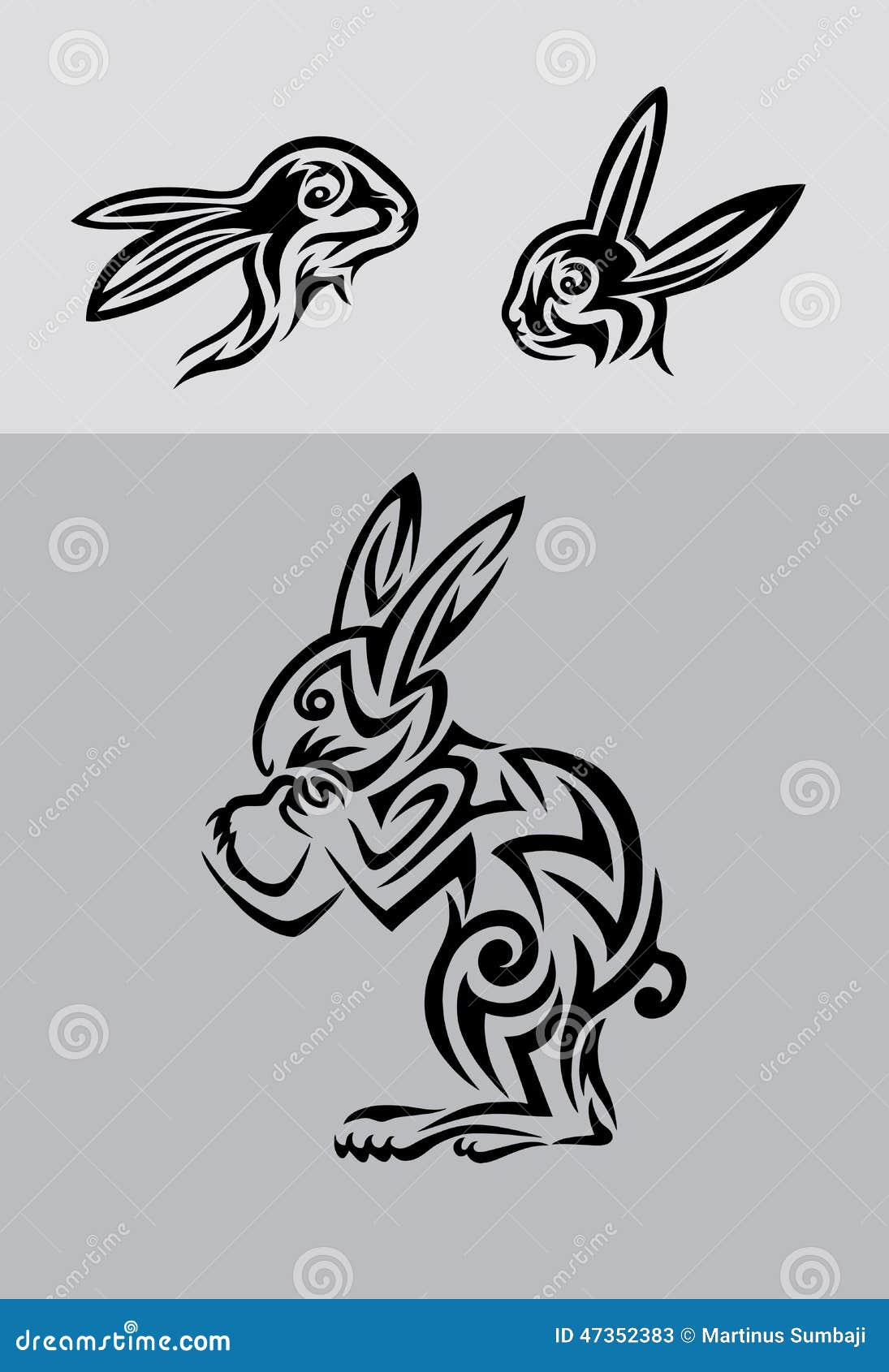 Rabbit Tribal Set, Art Vector Stock Vector - Illustration of print ...